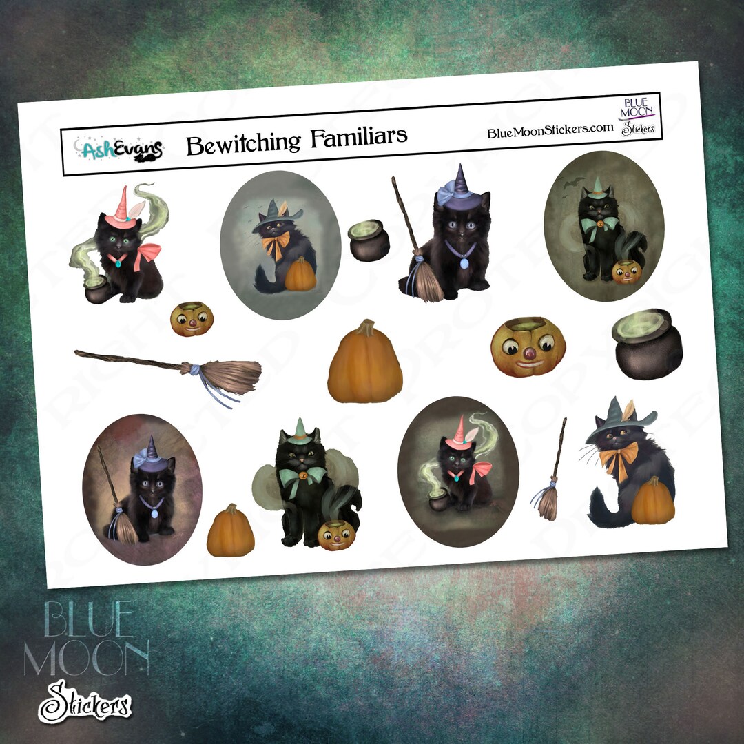 Ash Evans Bewitching Familiars Halloween Kitty Cat Stickers - Etsy