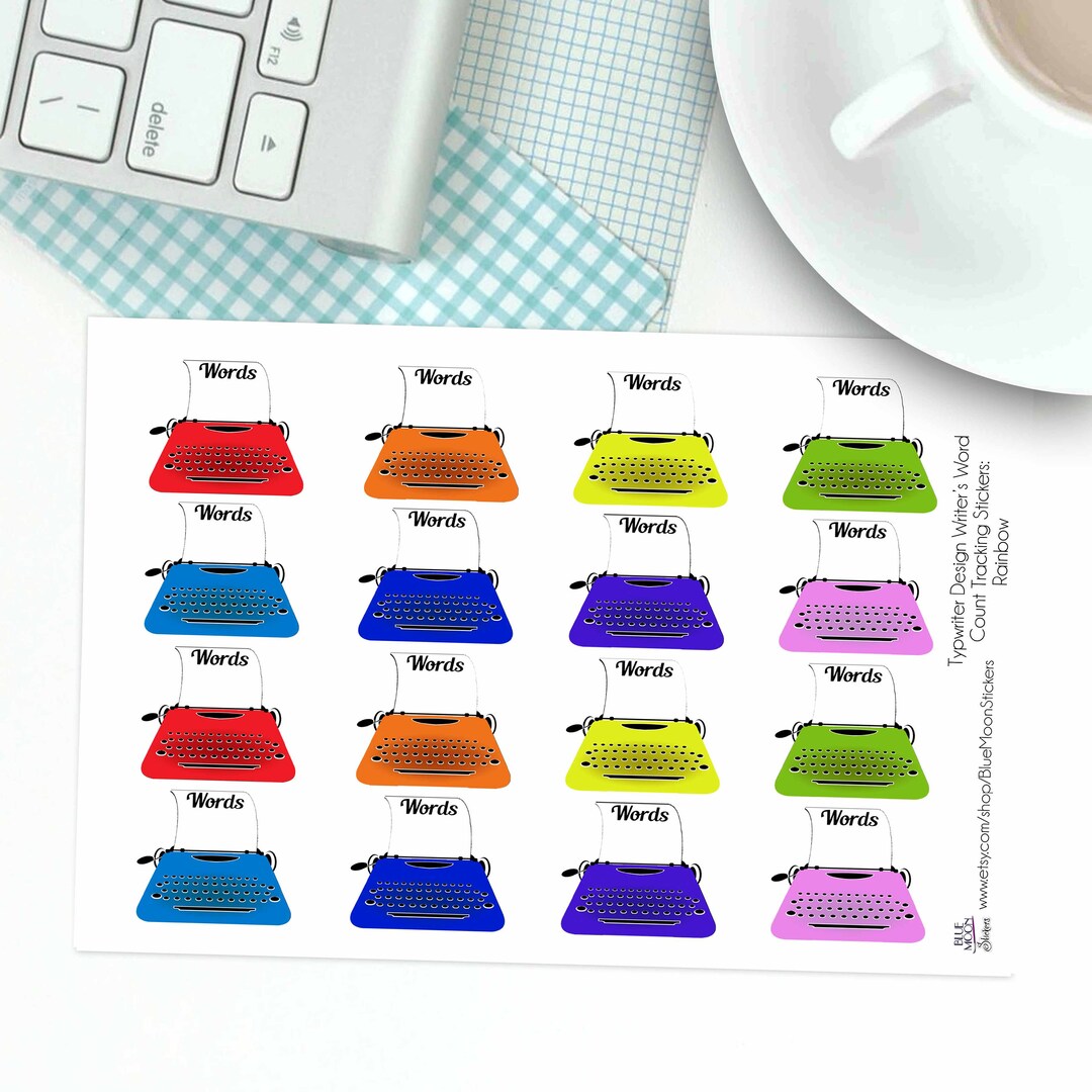 Typewriter Design Writer's Word Count Tracking Stickers - Rainbow - Etsy