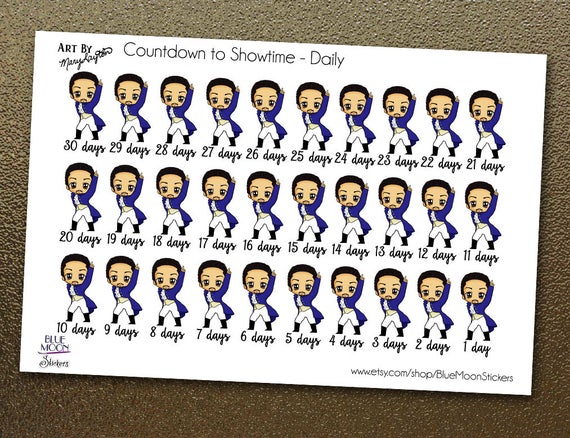 Chibi Ham Hamilton Inspired Stickers Countdown to Showtime | Etsy