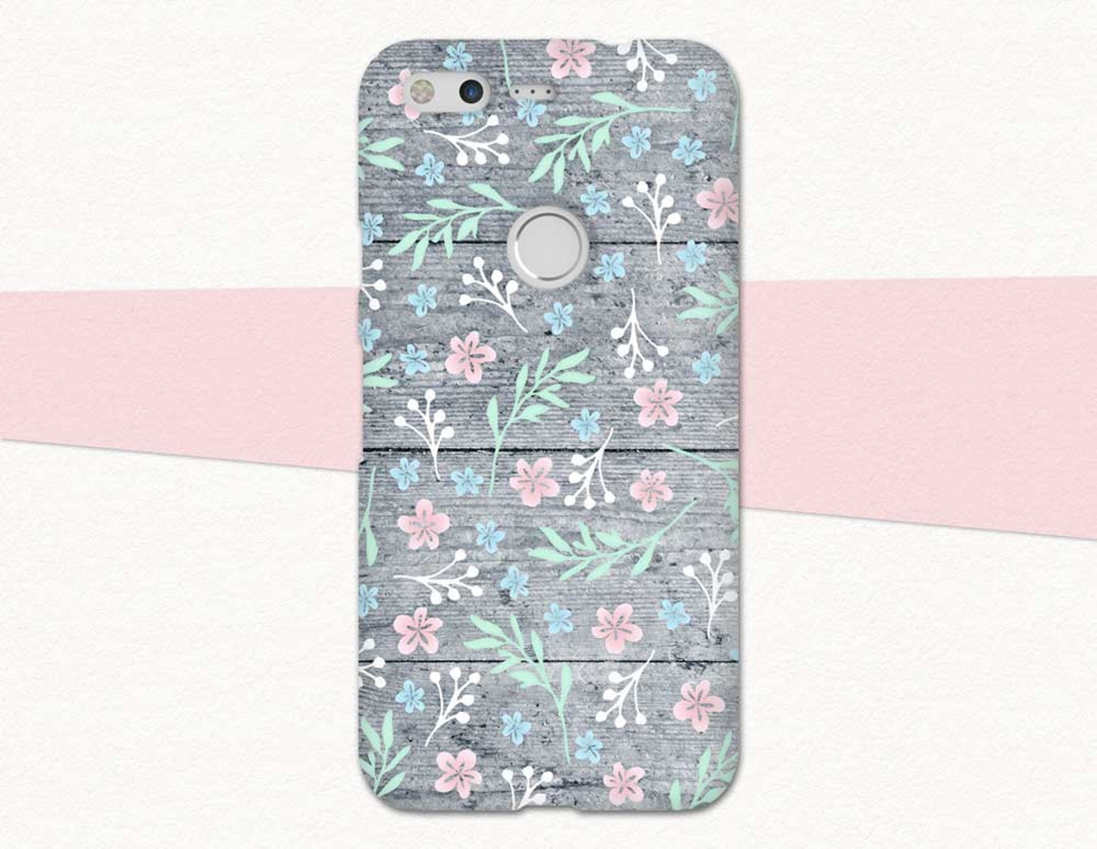Gray Wood Floral Google Pixel 2 Phone Case Original Google | Etsy
