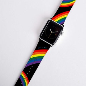 Love is Love Apple Watch Band Rainbow Watch Band Black Gay Pride LGBTQ ...