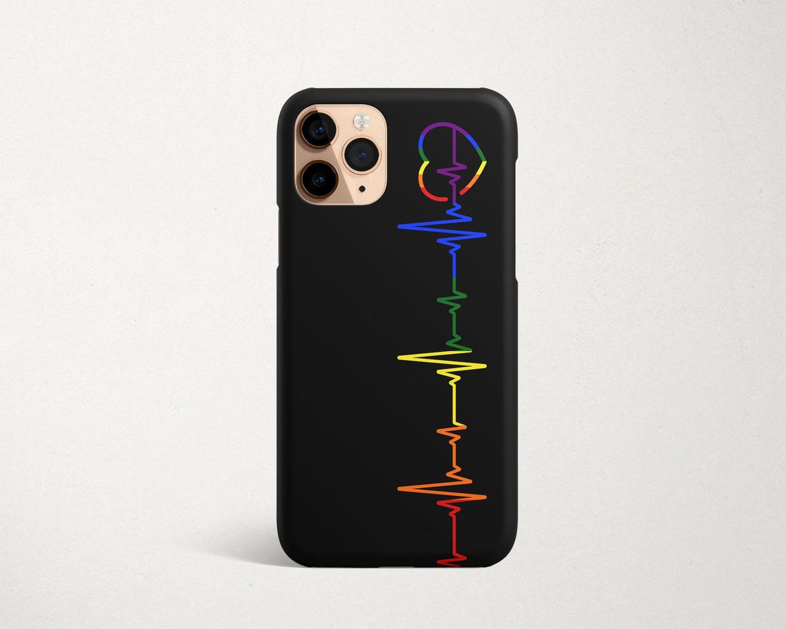 Rainbow Heartbeat iPhone 12 Case for iPhone 11 Pro Max Cover Gay Pride ...