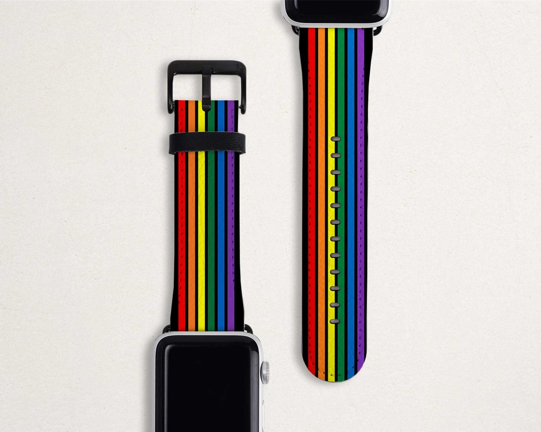 Black and Rainbow Striped LGBTQ Pride Apple Watch Band Gay Pride Apple ...