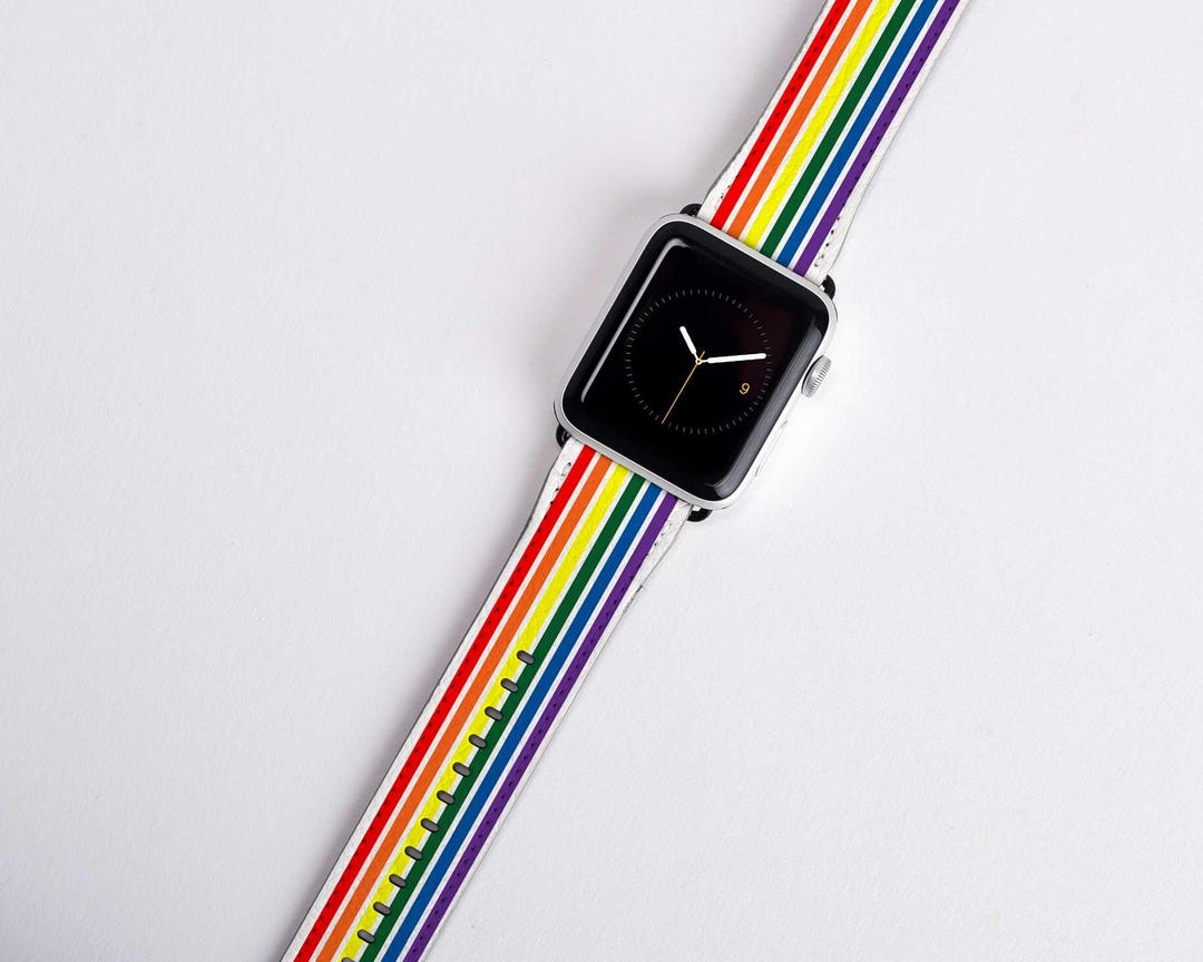 Rainbow Striped LGBTQ Pride Apple Watch Band Strap Iwatch Band White ...