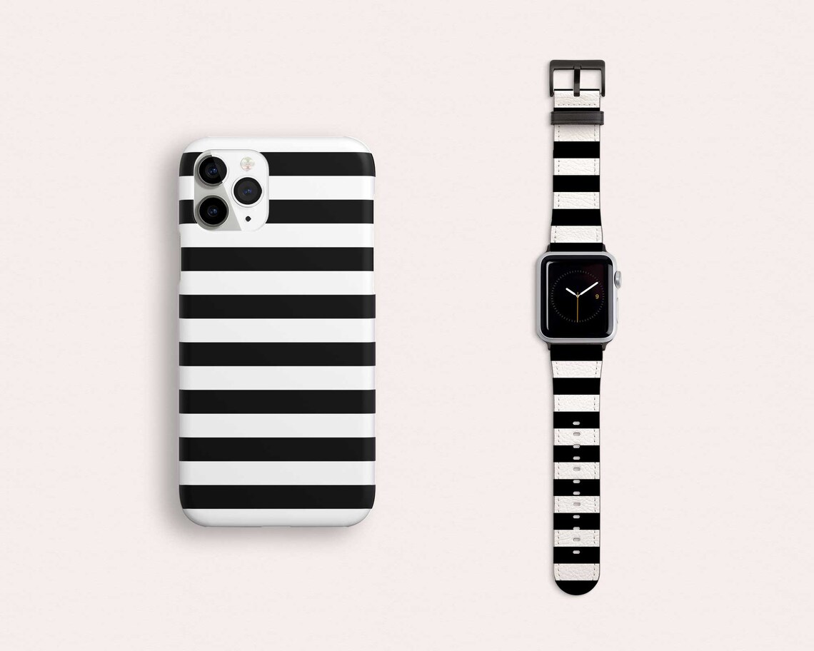 Black and White Thick Striped Apple Watch Strap 38mm 40mm 42mm | Etsy