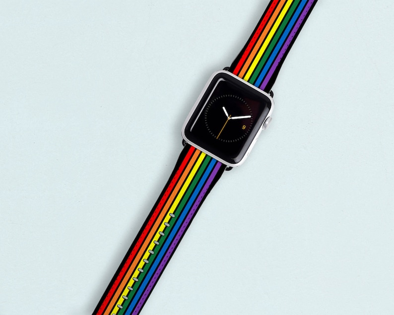 Black and Rainbow Striped LGBTQ Pride Apple Watch Band Gay Pride Apple ...