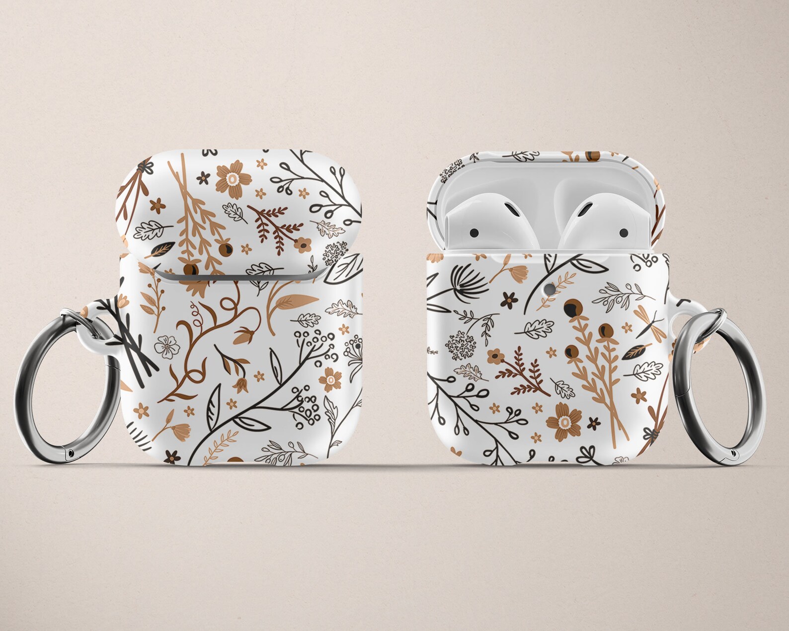 Floral Apple Airpod Case Airpods Pro Hard Plastic Case Tan - Etsy