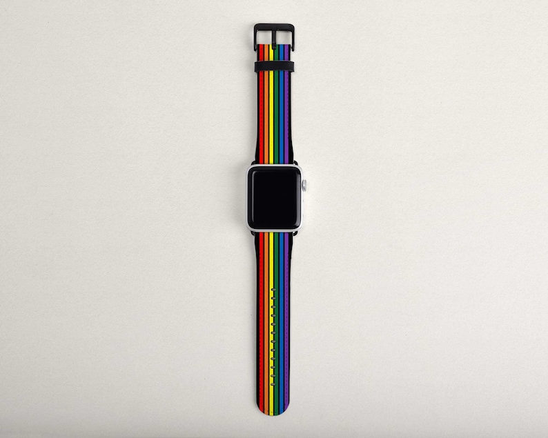 Black and Rainbow Striped LGBTQ Pride Apple Watch Band Gay Pride Apple ...