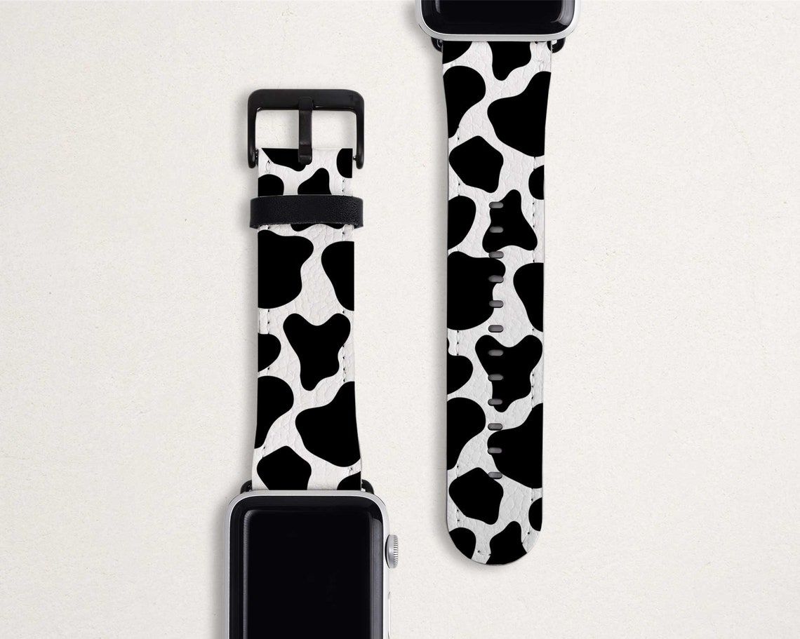 Cow Print Apple Watch Band Black and White Watch Strap 38mm | Etsy