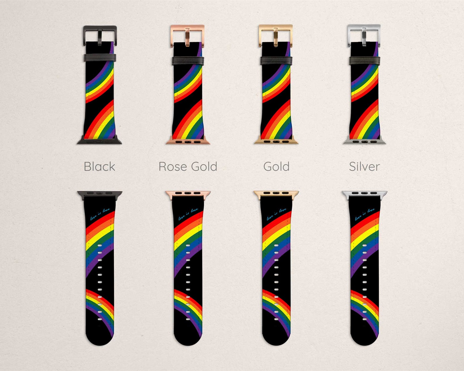 Love is Love Apple Watch Band Rainbow Watch Band Black Gay - Etsy