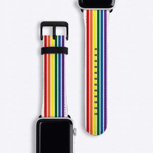 Rainbow Striped LGBTQ Pride Apple Watch Band Strap Iwatch Band White ...