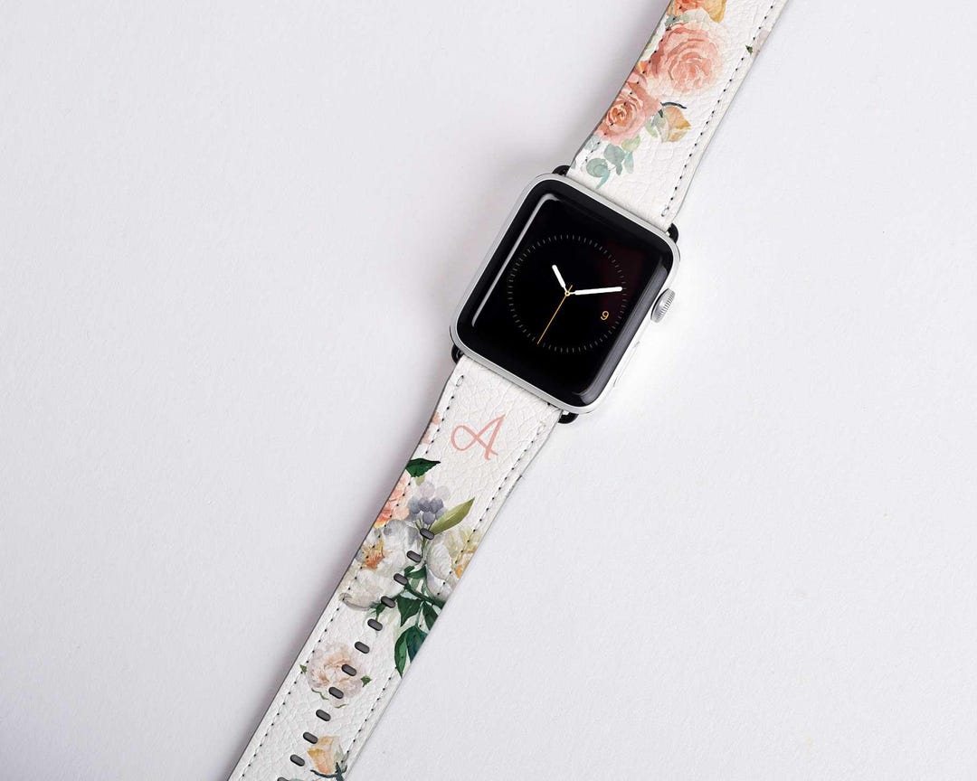 Custom Monogram Apple Watch Band Floral Personalized Iwatch Strap 38mm ...