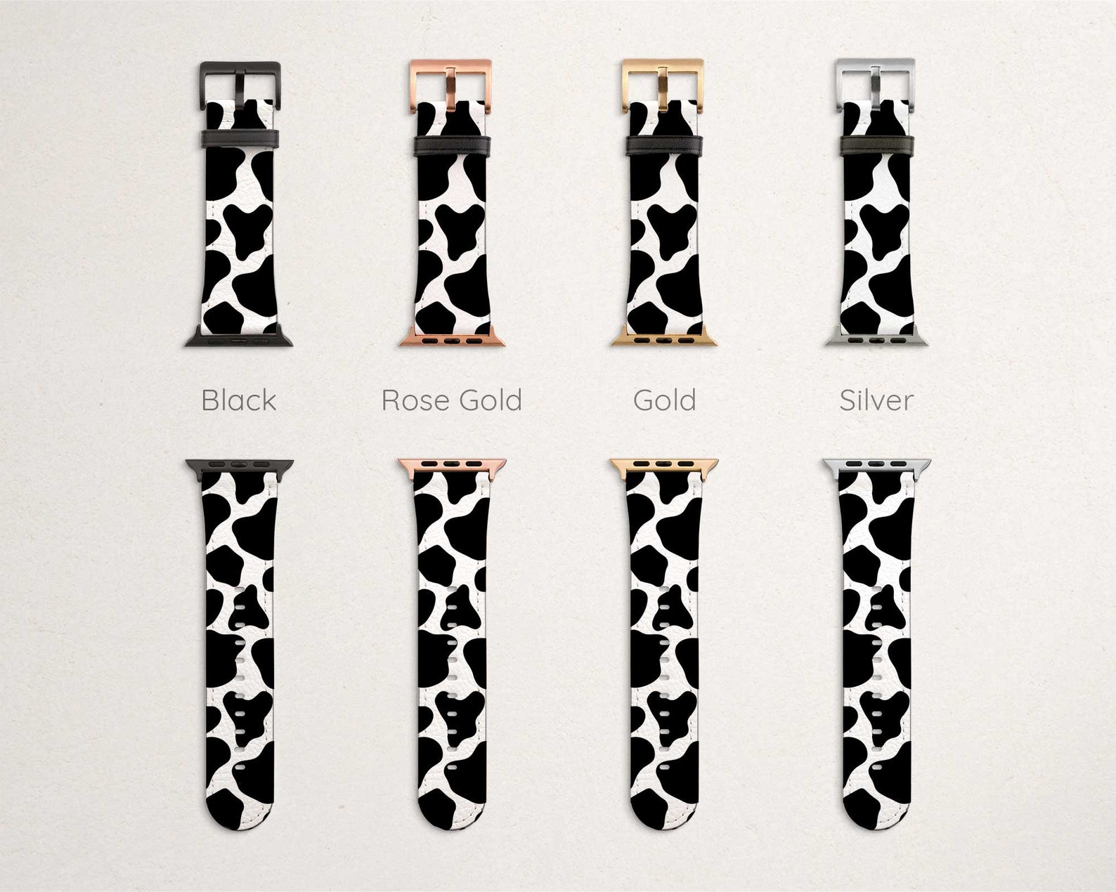 Cow Print Apple Watch Band Black and White Watch Strap 38mm 40mm 42mm ...
