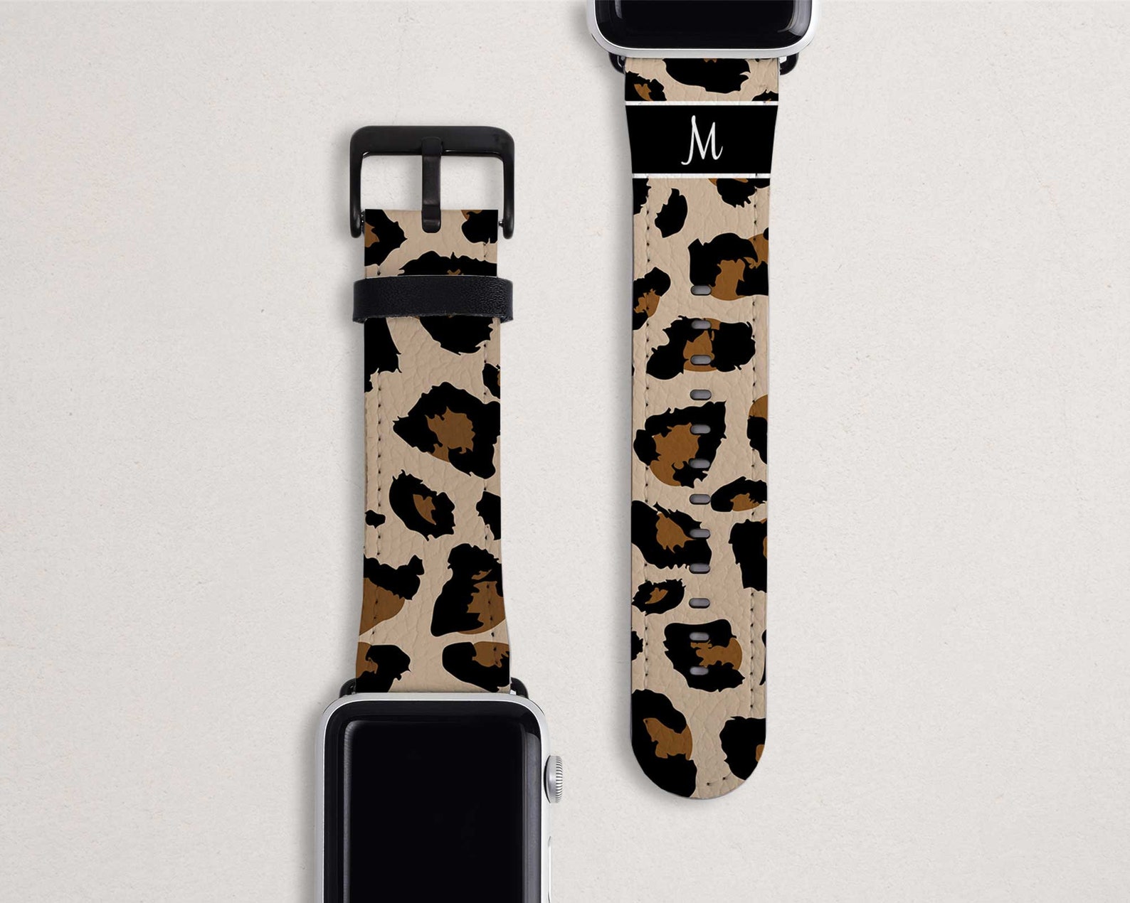 Leopard Print Apple Watch Band Rose Gold Custom Initial - Etsy