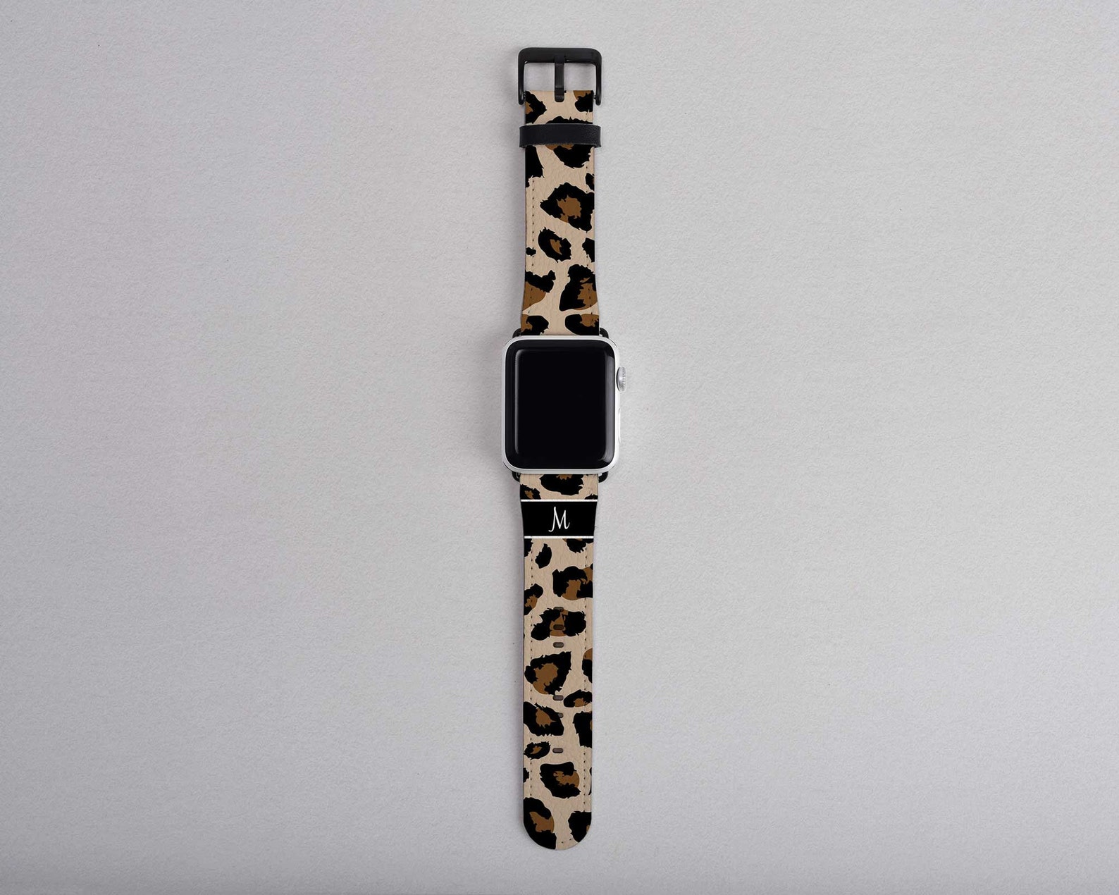 Leopard Print Apple Watch Band Rose Gold Custom Initial | Etsy