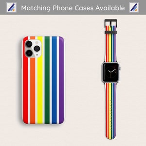 Rainbow Striped LGBTQ Pride Apple Watch Band Strap Iwatch Band White ...