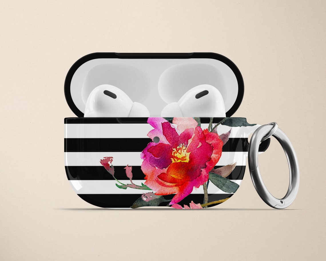 Floral Apple Airpod Case Airpods Pro Hard Case Black and White - Etsy
