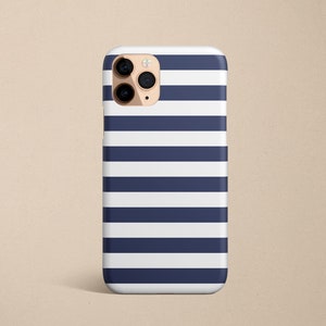 Navy Blue and White Stripes Apple iPhone Case for 11 Pro Max XS XR X 8 ...