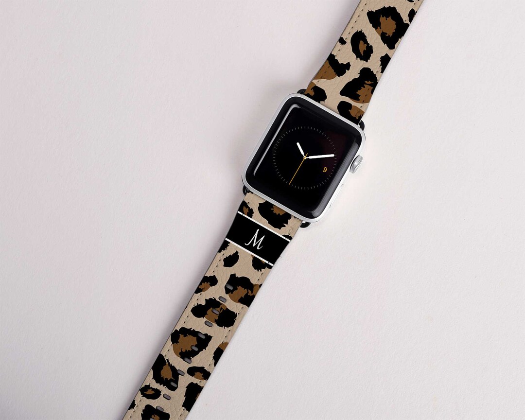 Leopard Print Apple Watch Band Rose Gold Custom Initial Personalized ...