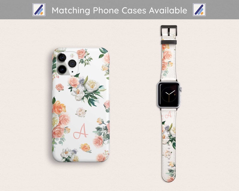 Custom Monogram Apple Watch Band Floral Personalized iWatch | Etsy