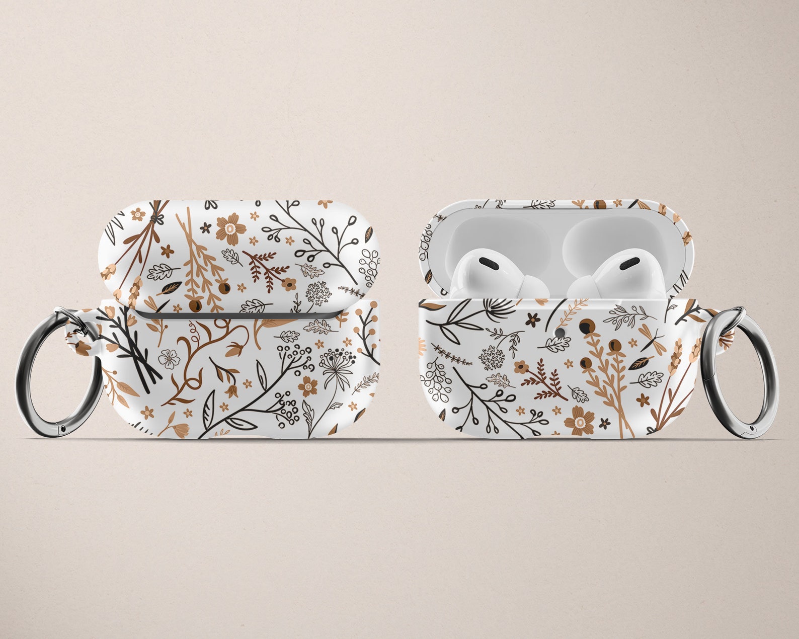 Floral Apple Airpod Case Airpods Pro Hard Plastic Case Tan - Etsy