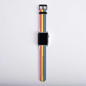 Rainbow Striped LGBTQ Pride Apple Watch Band Strap Iwatch Band White ...
