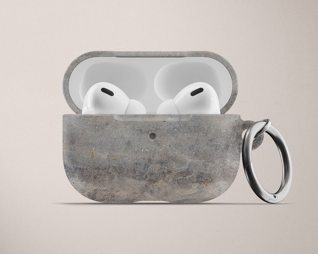 Concrete AirPod Case for Airpods Pro Hard Cover With Keychain Grey ...