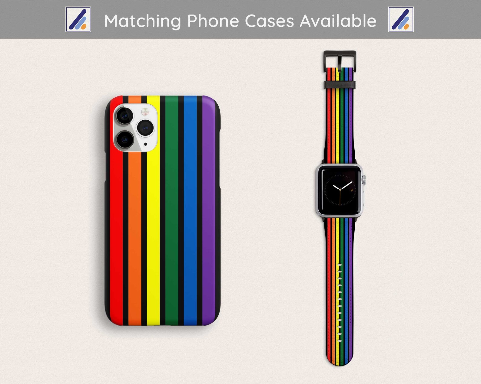 Black and Rainbow Striped LGBTQ Pride Apple Watch Band Gay Pride Apple ...
