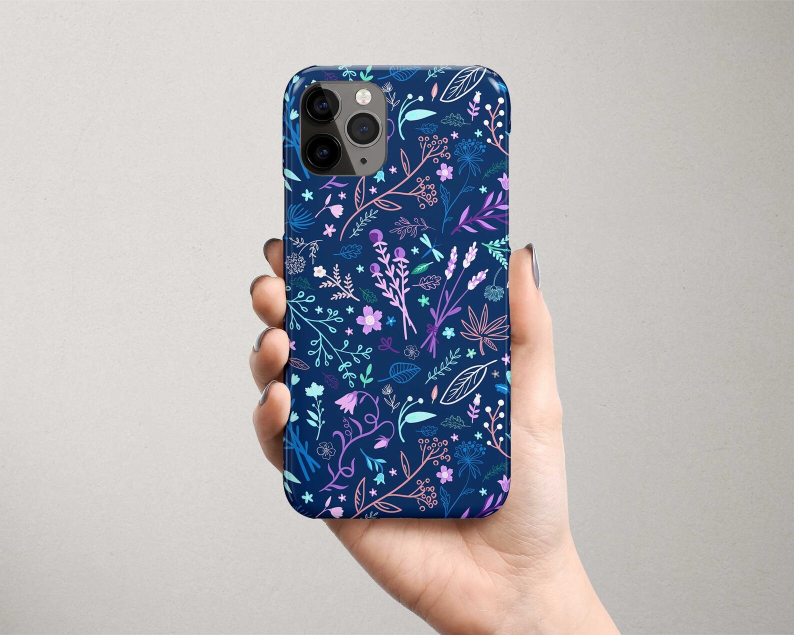 Blue Iphone 12 Case With Flower Pattern Iphone 11 Pro Max Case - Etsy