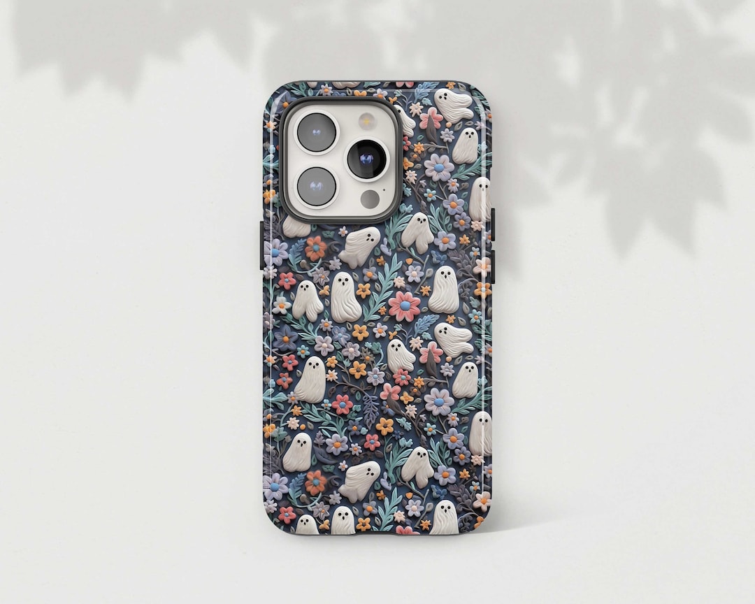 Magsafe Cute Ghosts and Flowers Clay Effect Phone Case for iPhone 16 ...