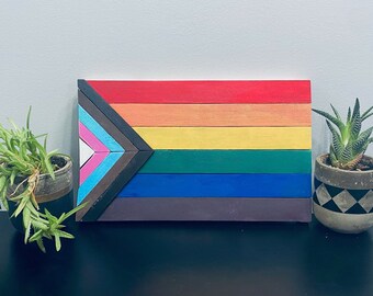 Progress Pride Flag Wood Gay Pride Flag LGBTQ Art - Etsy