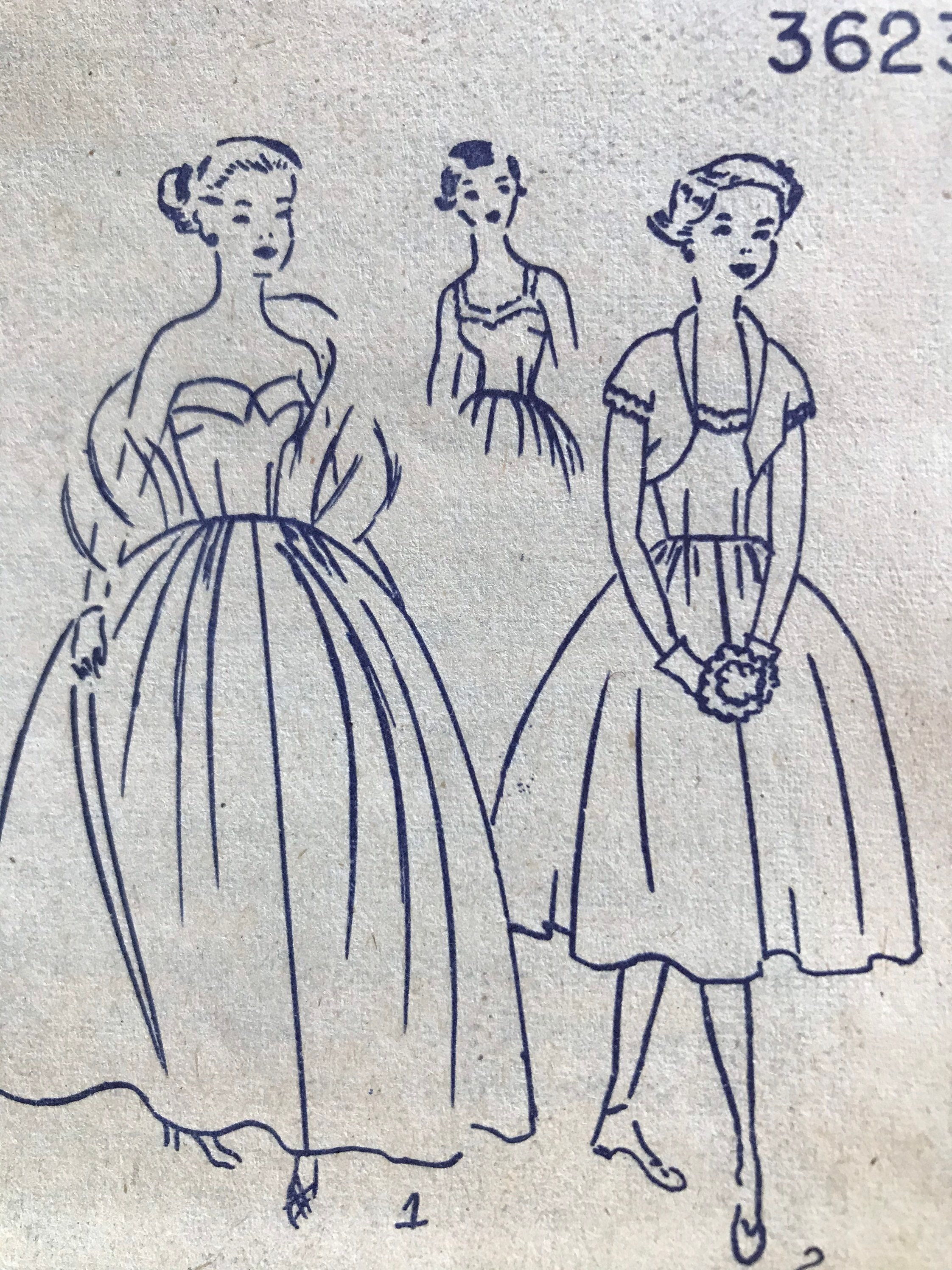 1951 Simplicity 3623 Sewing Pattern Formal Gown Bolero Size 12 | Etsy