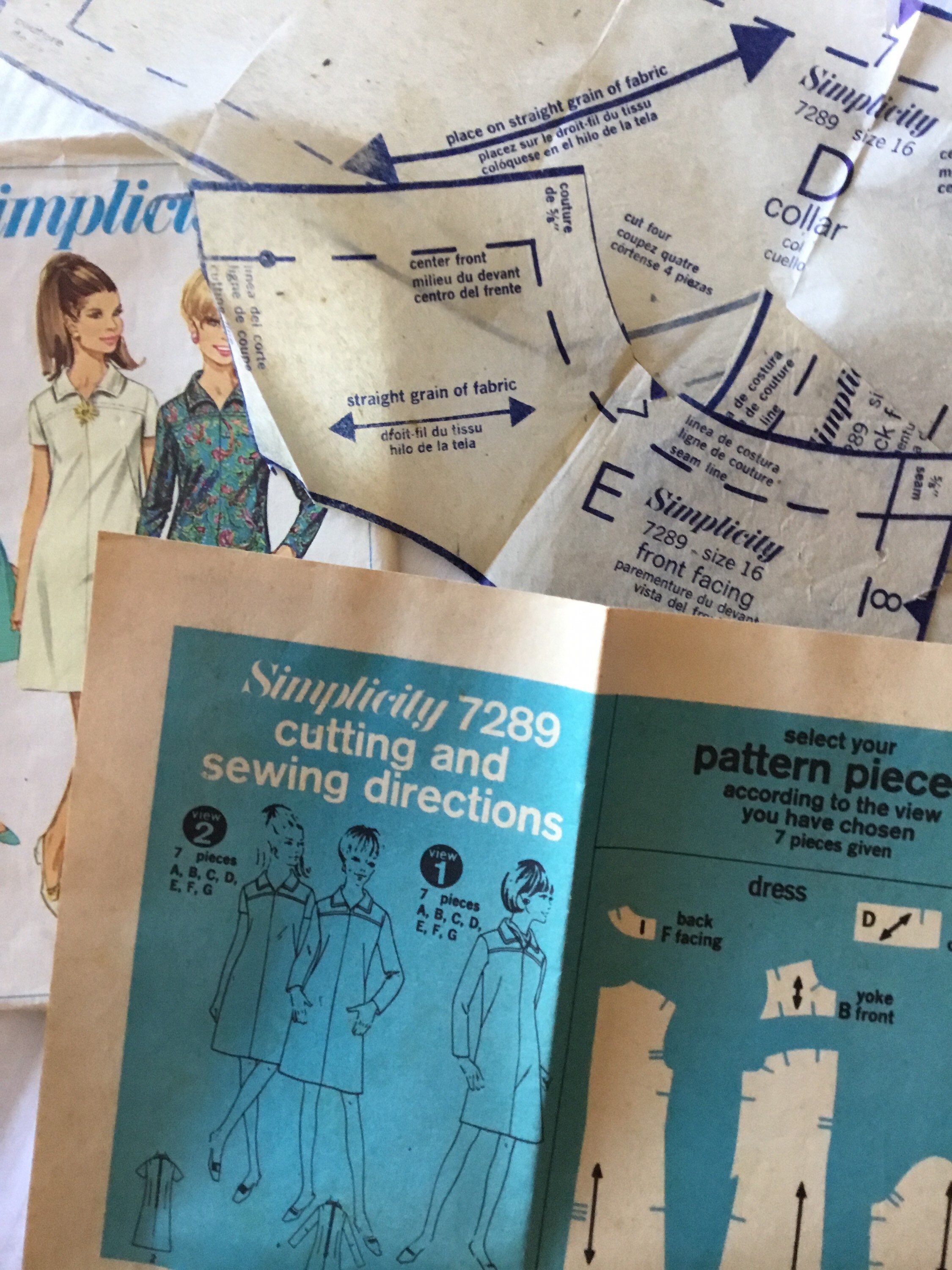 1967 Simplicity 7289 Size 36 Bust Dress Pattern | Etsy