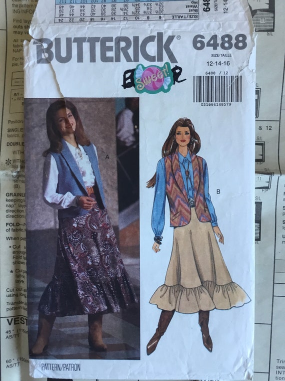 1992 Butterick 6488 Sizes 12 14 16 Misses' Vest Blouse | Etsy