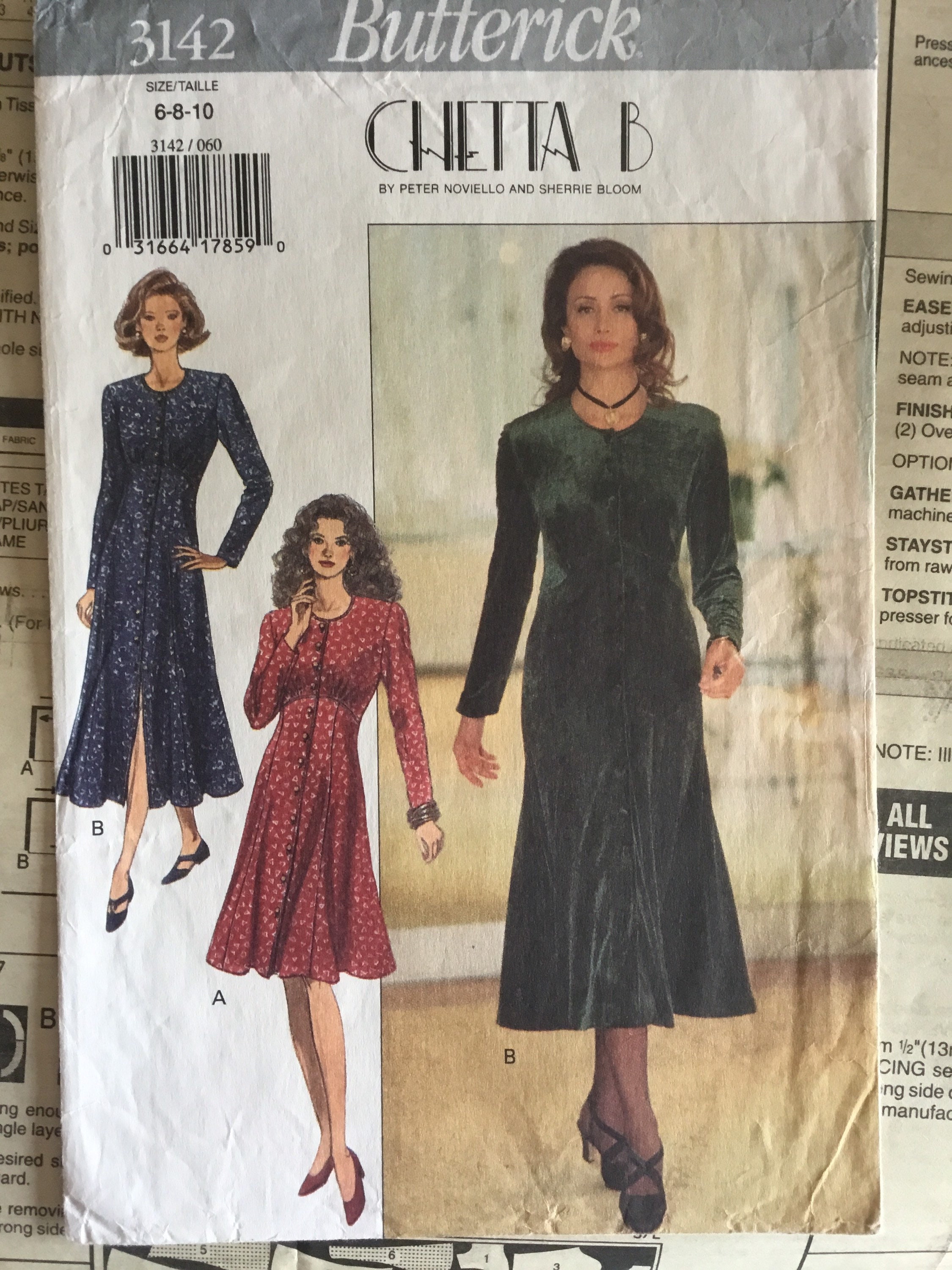 1993 Butterick 3142 Sizes 6, 8, 10 Misses' Dresses Sewing Pattern - Etsy