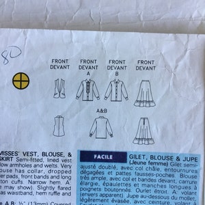 1992 Butterick 6488 Sizes 12 14 16 Misses' Vest Blouse | Etsy