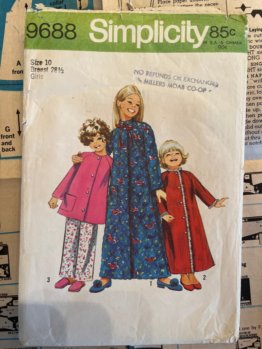 1971 Simplicity 9688 Size 10 Girl's Robe Pajamas Sewing Pattern - Etsy
