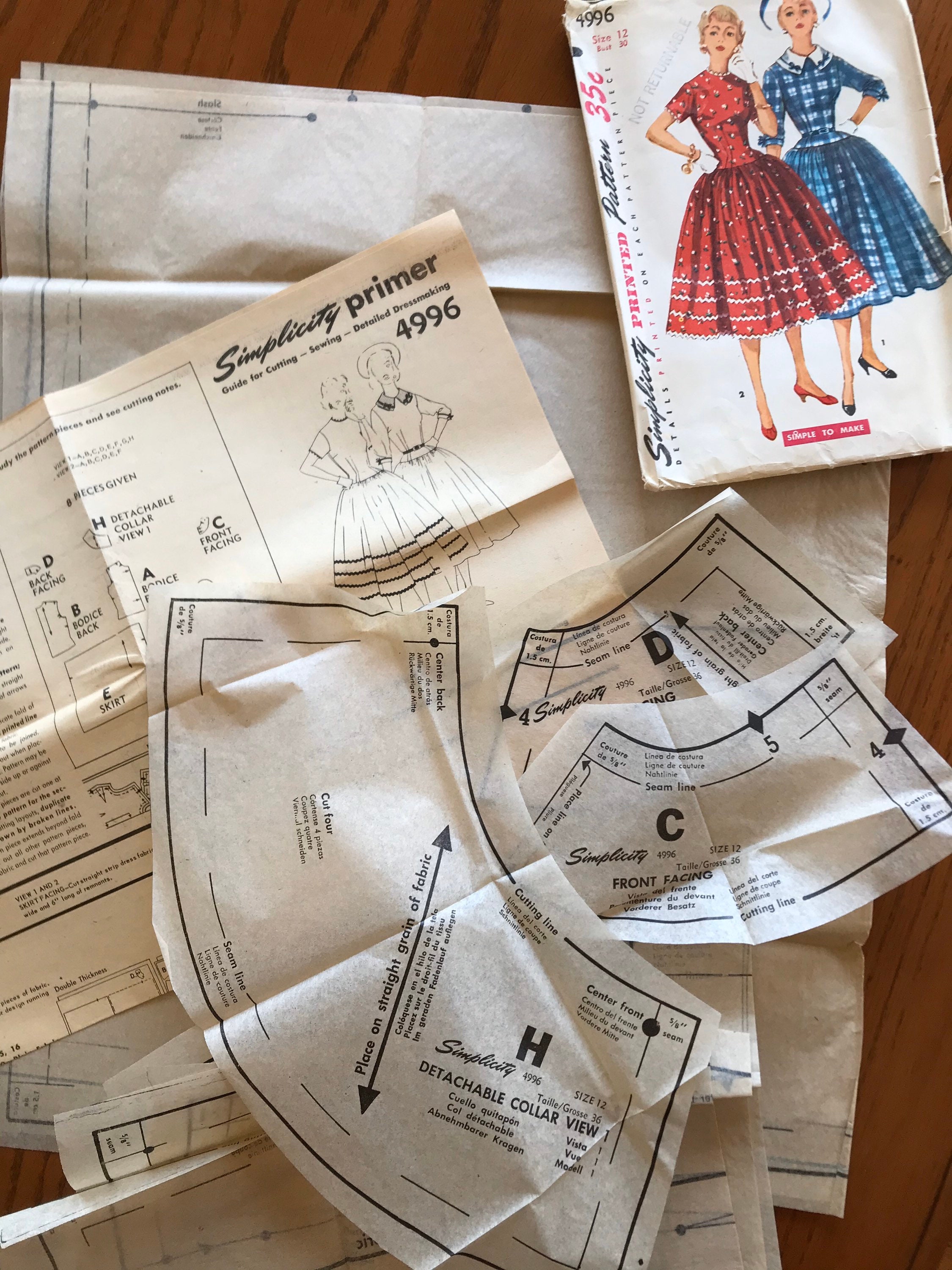1954 Simplicity 4996 Dress Pattern Size 12 Bust 30 - Etsy
