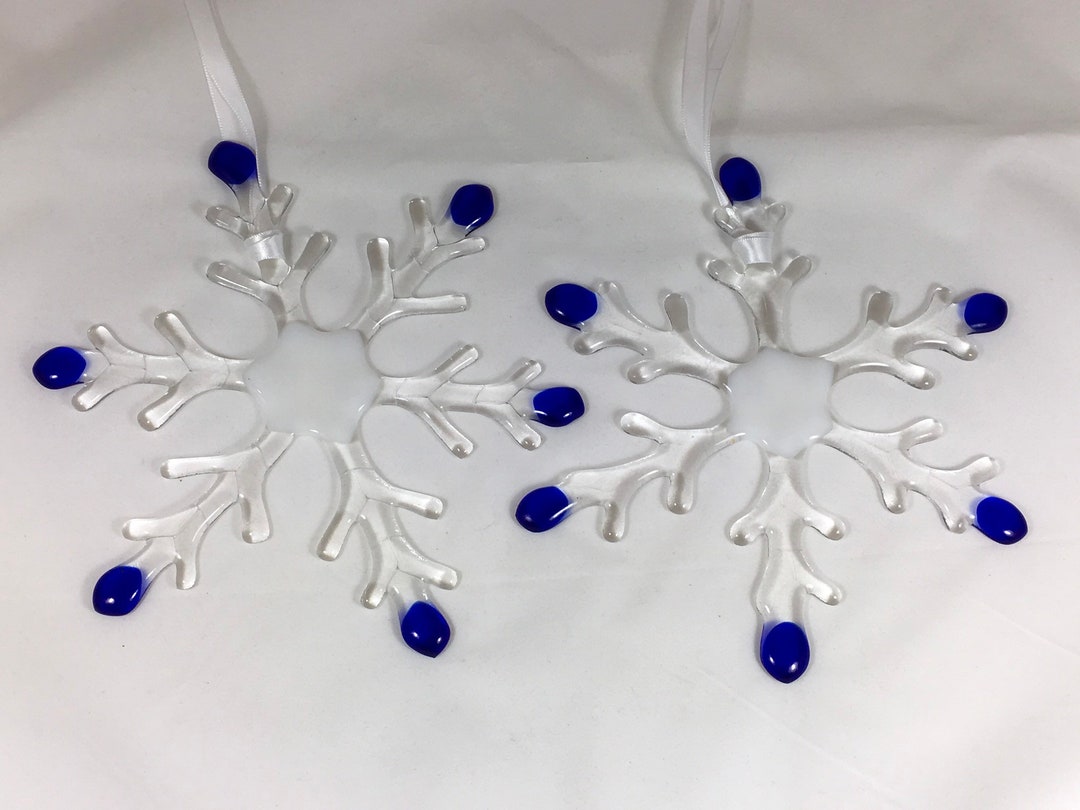 Fused Glass Clear Snowflake Ornament, Sun Catcher - Etsy