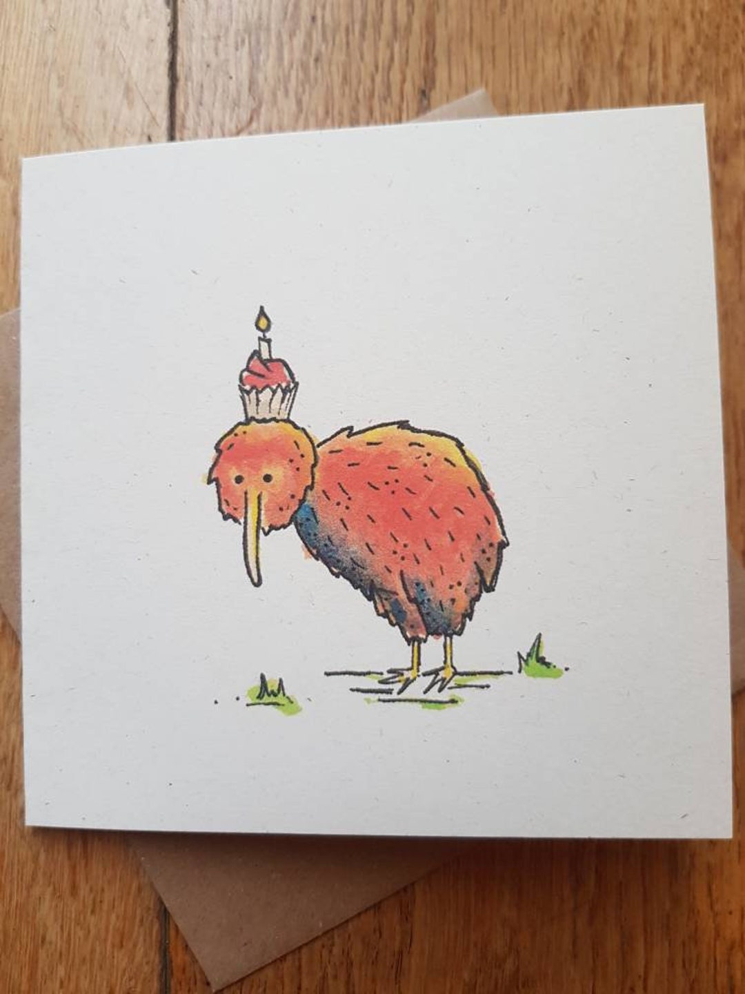 New Zealand Kiwi Bird Birthday Card, Cupcake, Personalised, Watercolour ...