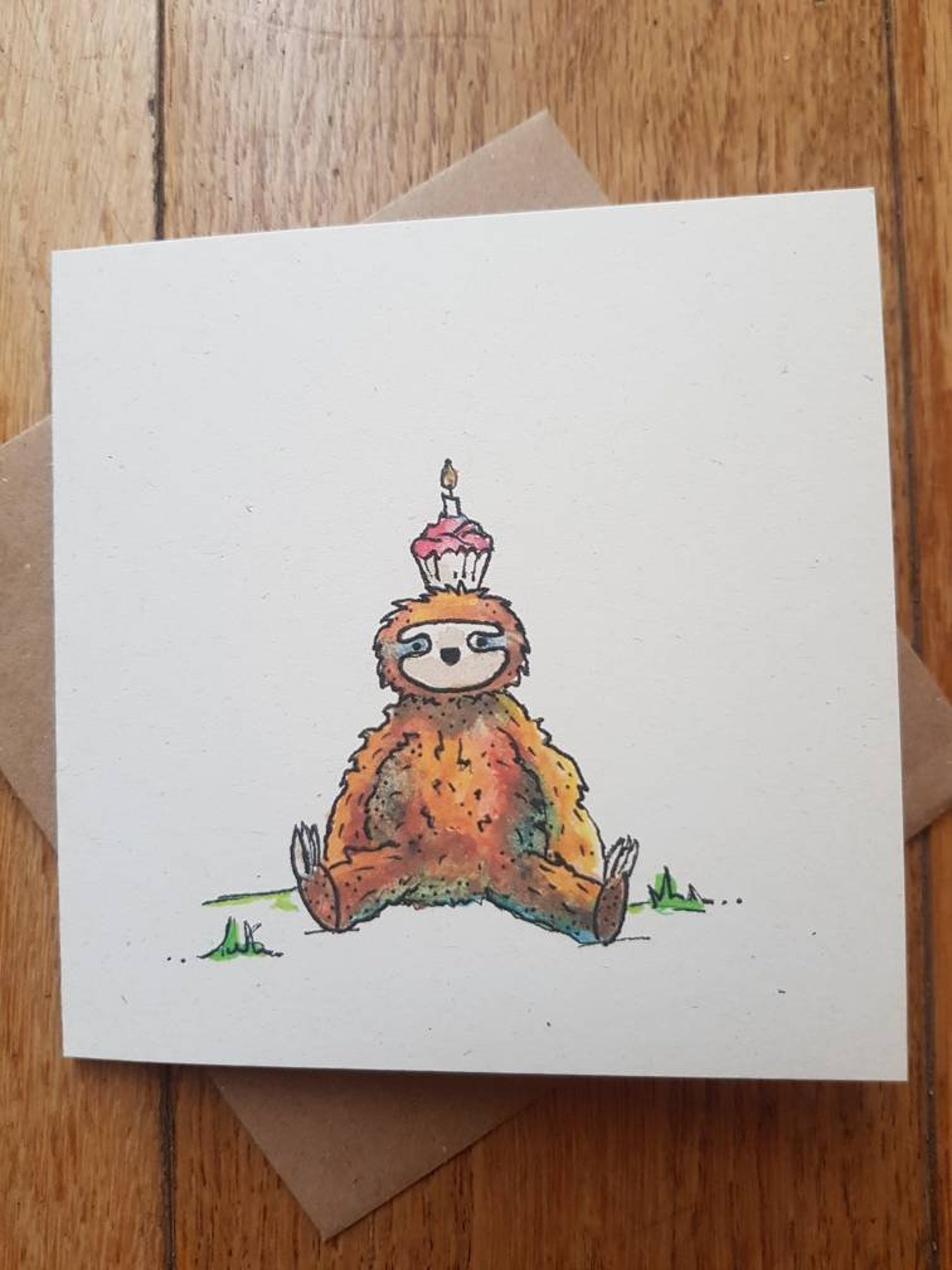 Sloth Birthday Card Personalised Watercolour and Ink - Etsy