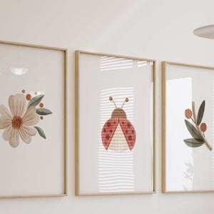 Printable Ladybug Wall Art Decor Set of 3. Contemporary Red Ladybird ...