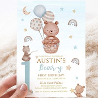 Bear-y First Birthday Invitation - Etsy