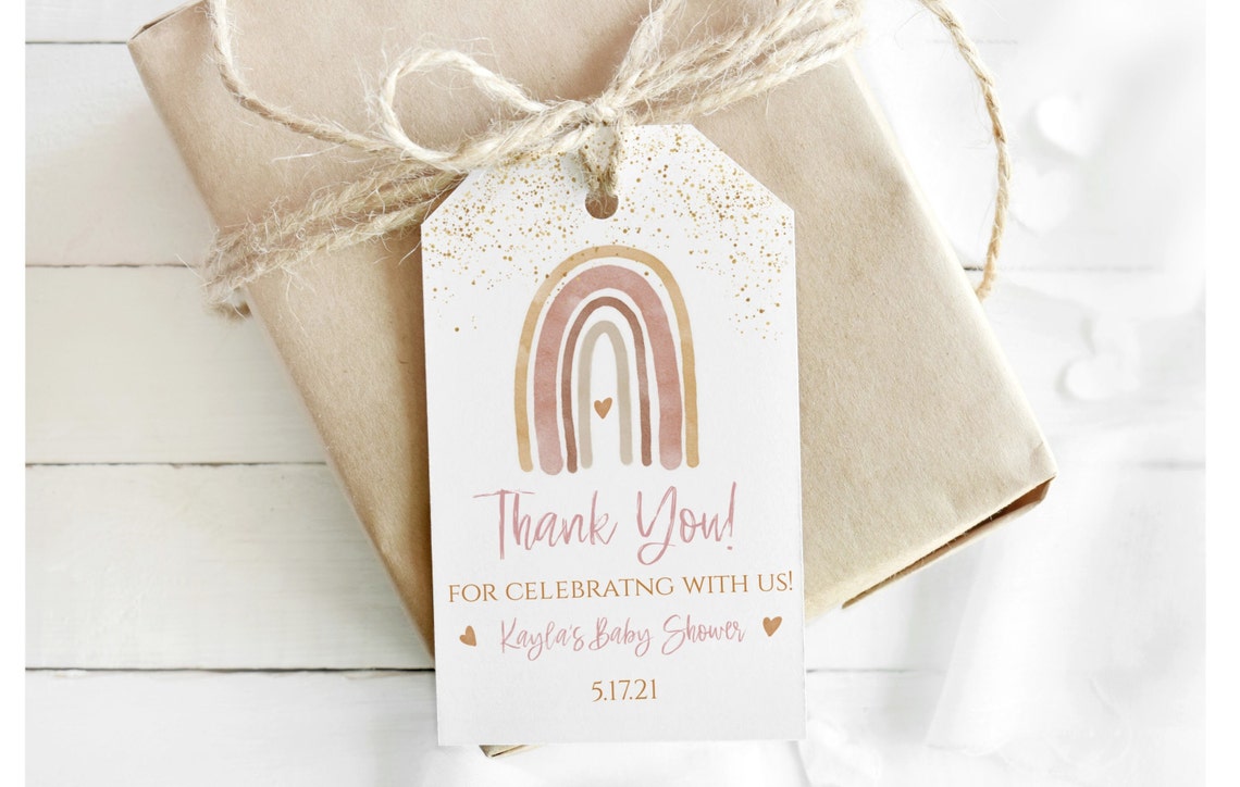 Editable Boho Rainbow Thank You Party Tags Baby Shower Favor - Etsy