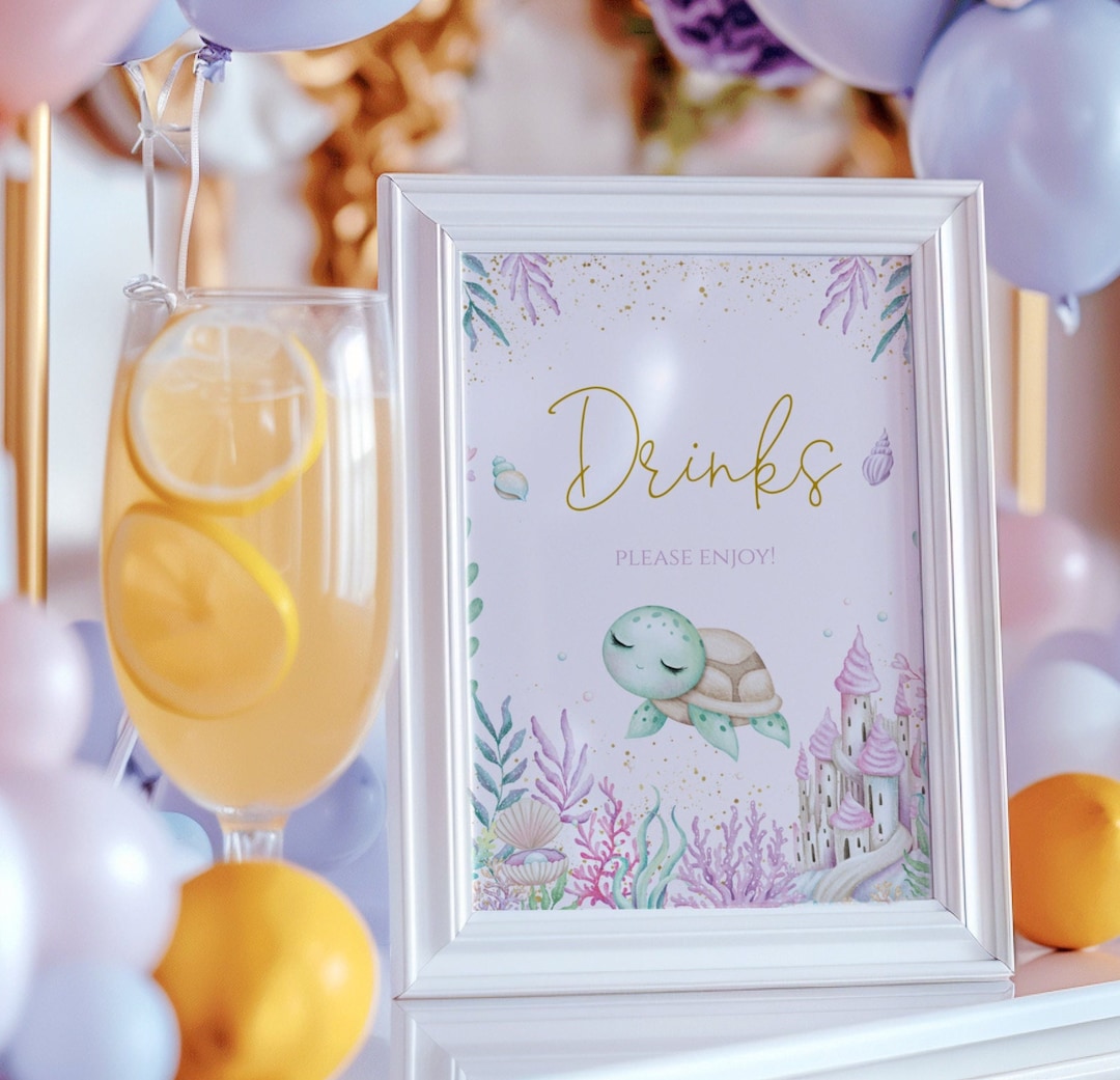 Pastel Mermaid Drinks Sign, Under the Sea Drink Table Sign, Printable ...