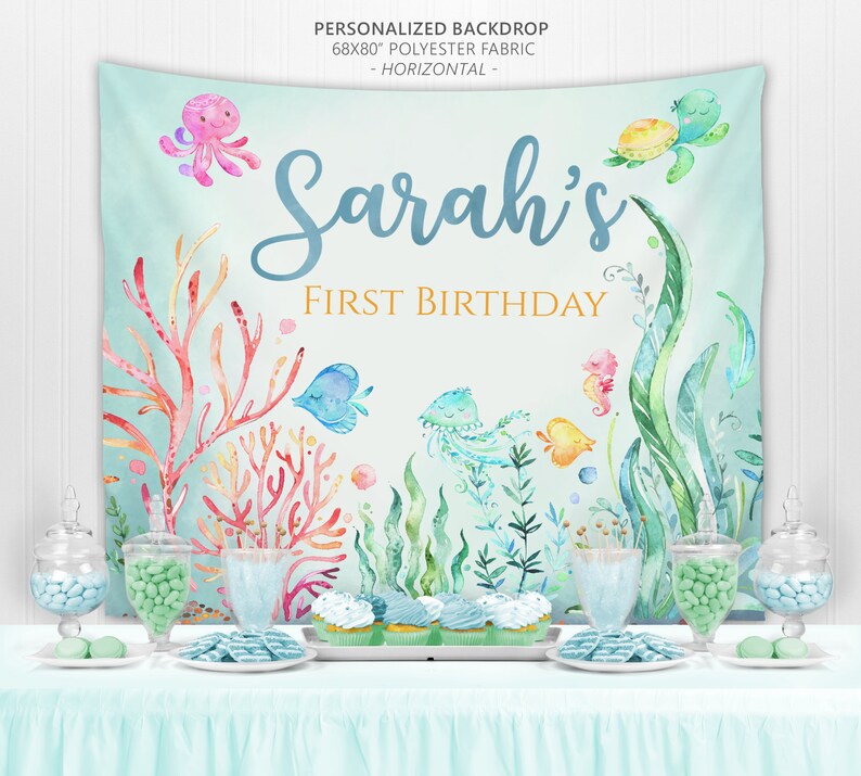 Under the Sea First Birthday Backdrop Beach Birthday Ocean | Etsy
