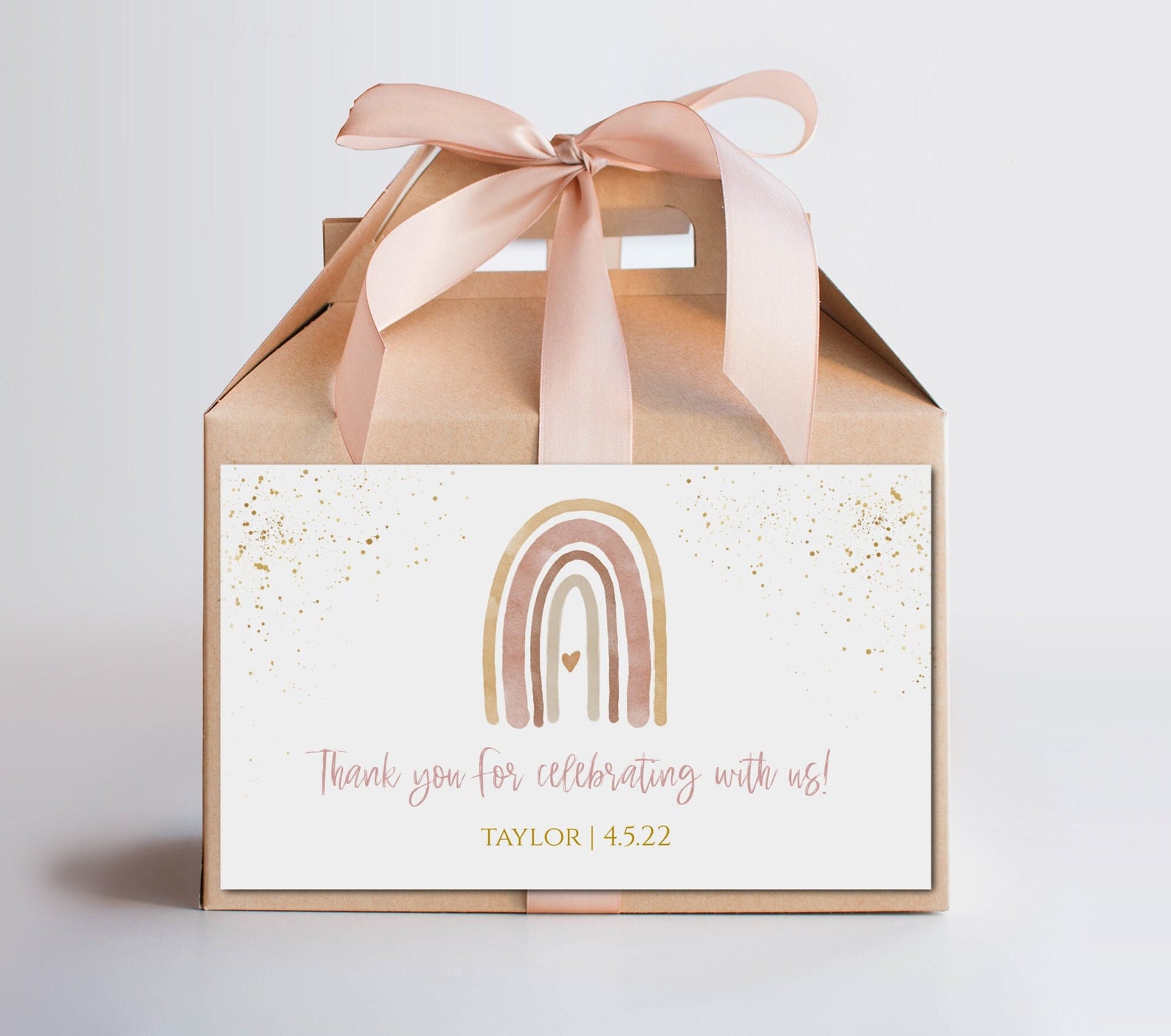 Editable Boho Rainbow Gable Box Lable- First Birthday| Editable Modern ...
