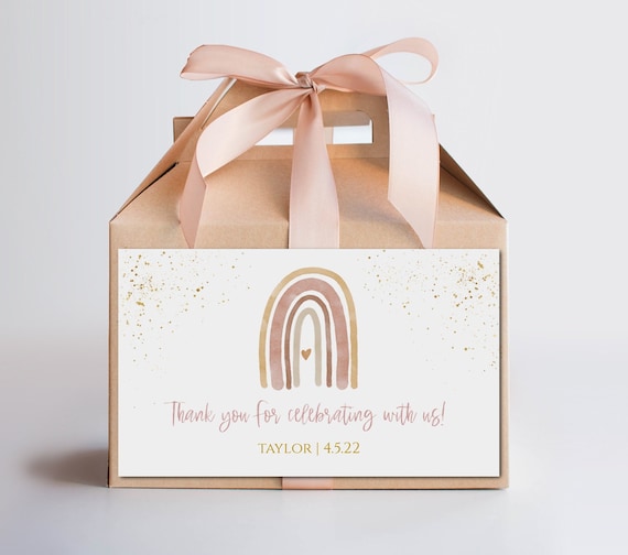 Editable Boho Rainbow Gable Box Lable First Birthday - Etsy