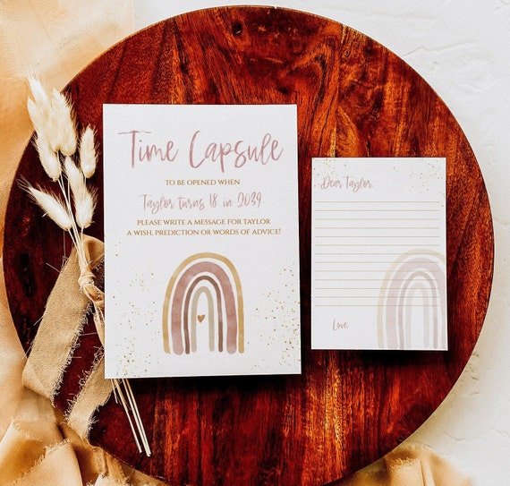 EDITABLE Rainbow Time Capsule and Matching Note Cards | Etsy