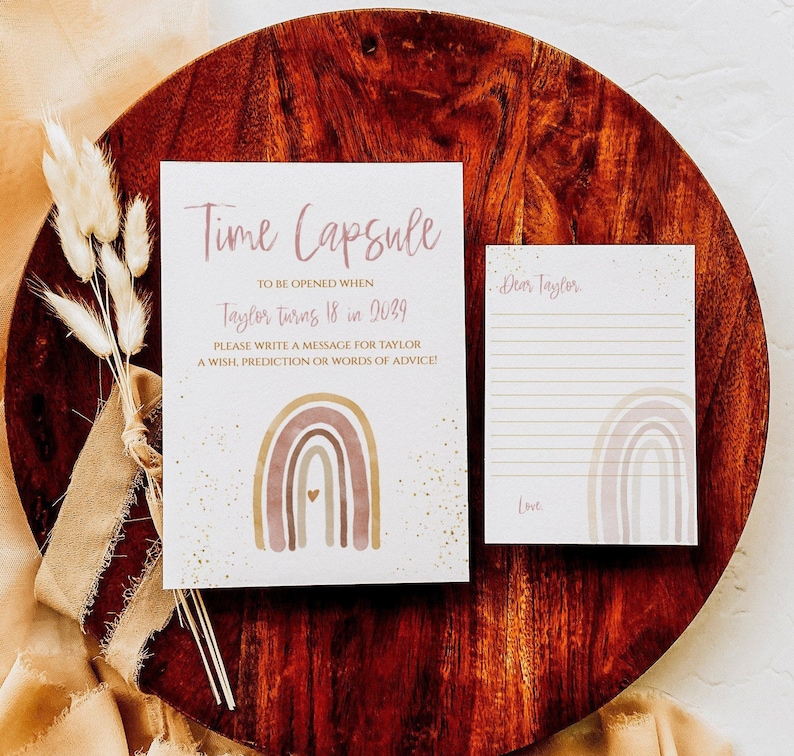 EDITABLE Rainbow Time Capsule and Matching Note Cards | Etsy